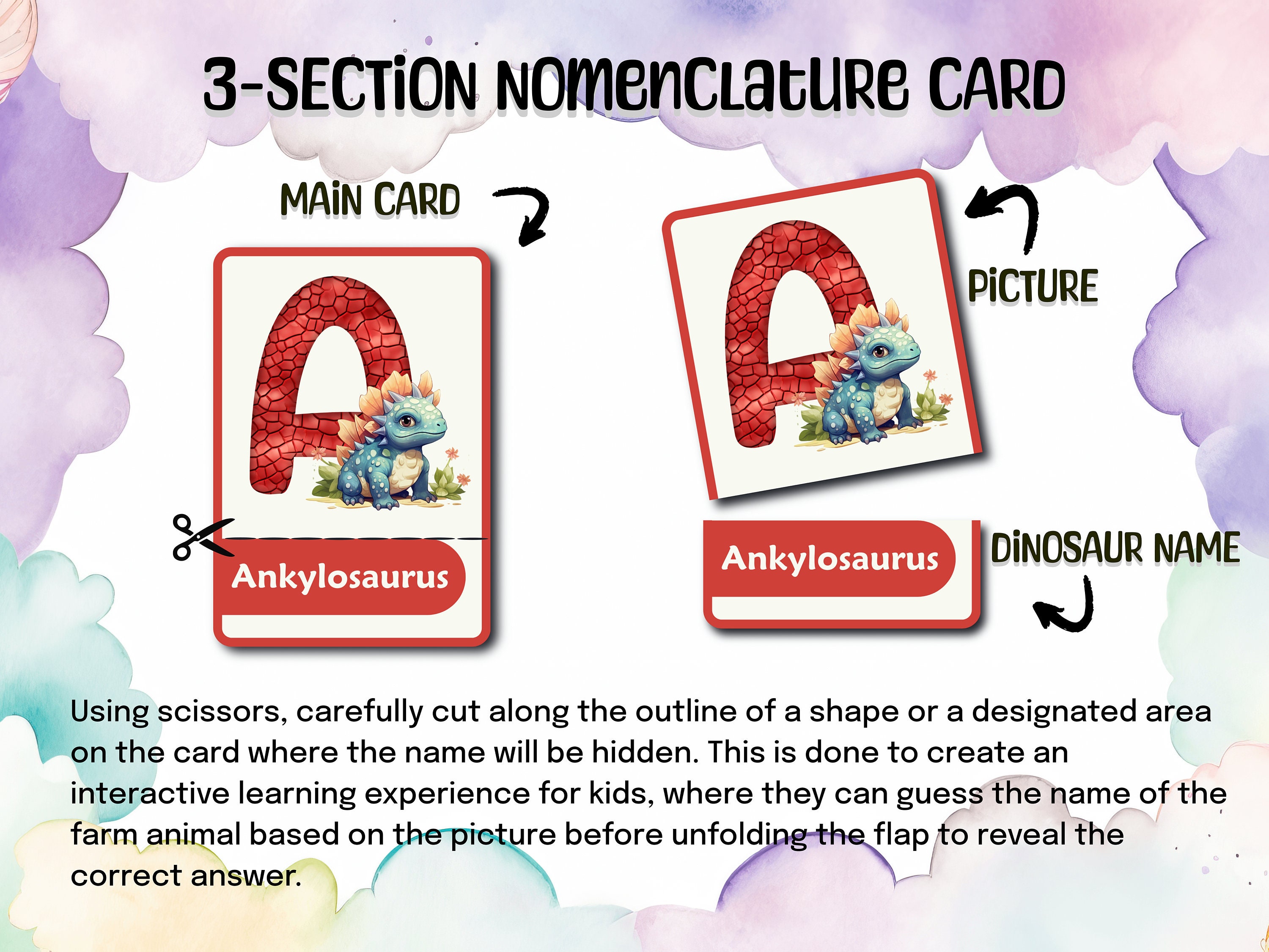 Printable Dinosaur Alphabet Kids Flashcards, Dino Jurassic ABC Learning ...