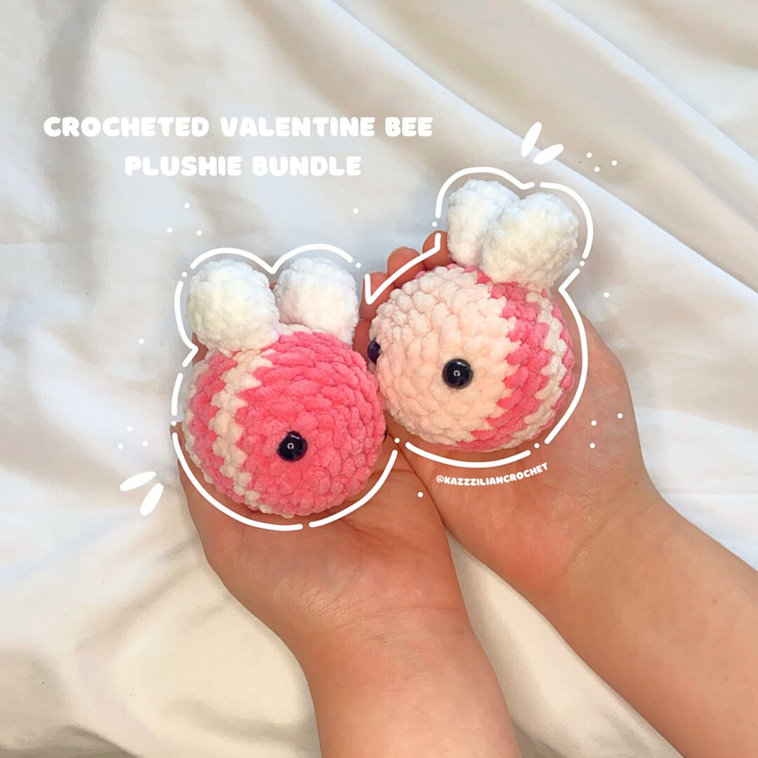 Crochet Valentine Bee Plushie Bundle Bumble Bee, Gift Ideas, Matching ...
