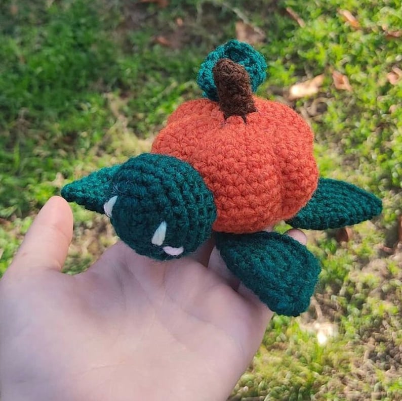 PATTERN Crochet Pumpkin Turtle Crochet Tutorial, DIY Amigurumi, Turtle ...