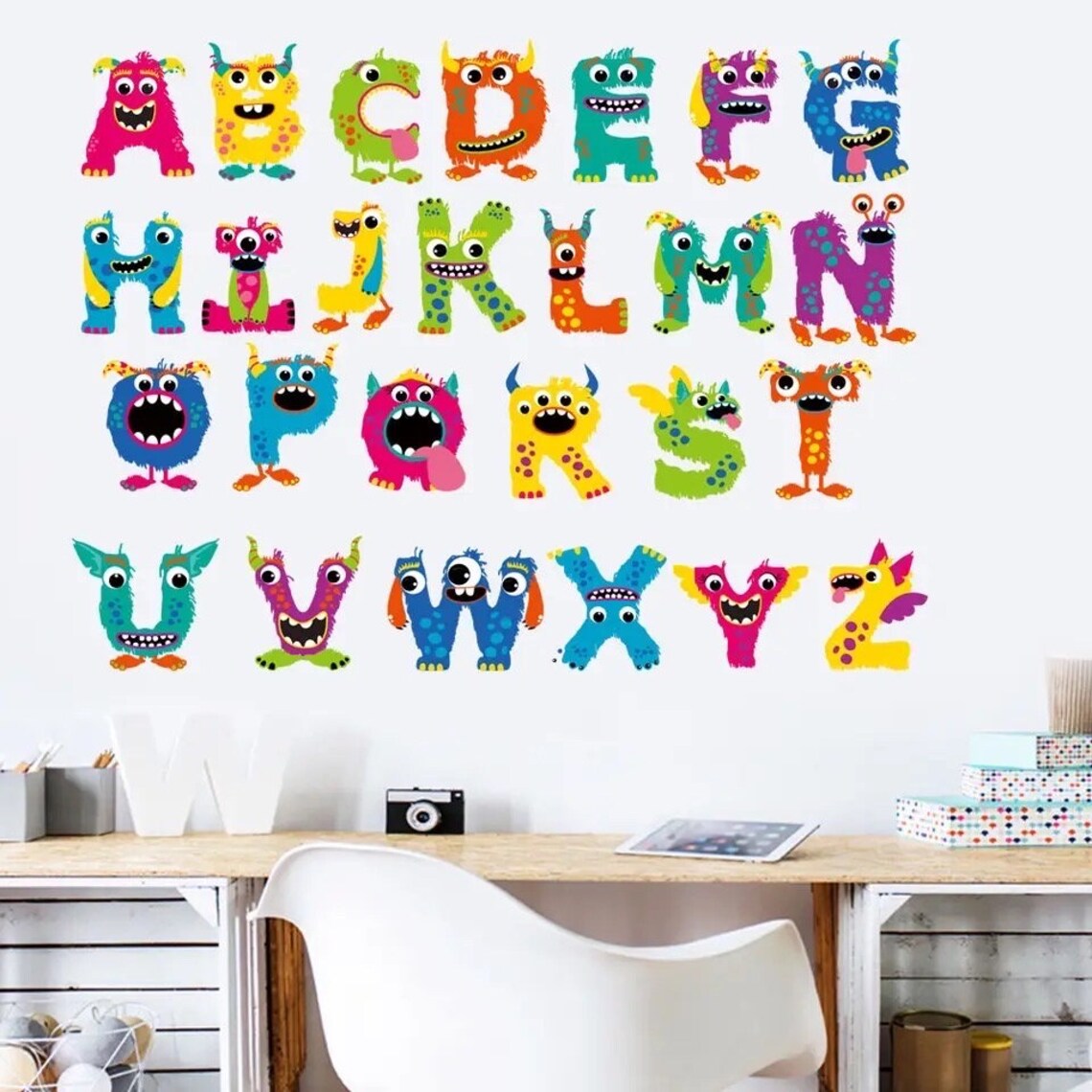 Cartoon Big Eye Animal Alphabet Wall Decal - Kids Room Decor ...