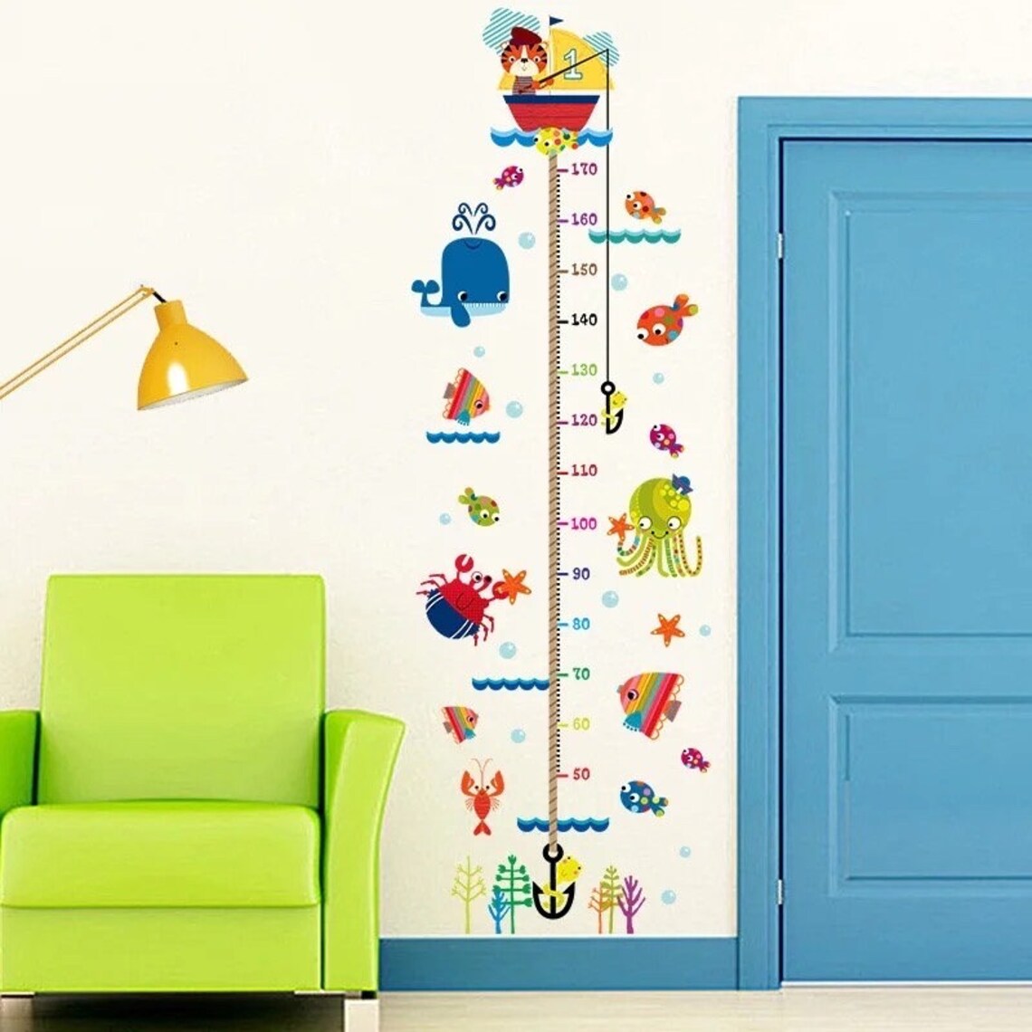 Cartoon Animals Growth Chart Wall Decal - Kids Room Decor - Height ...