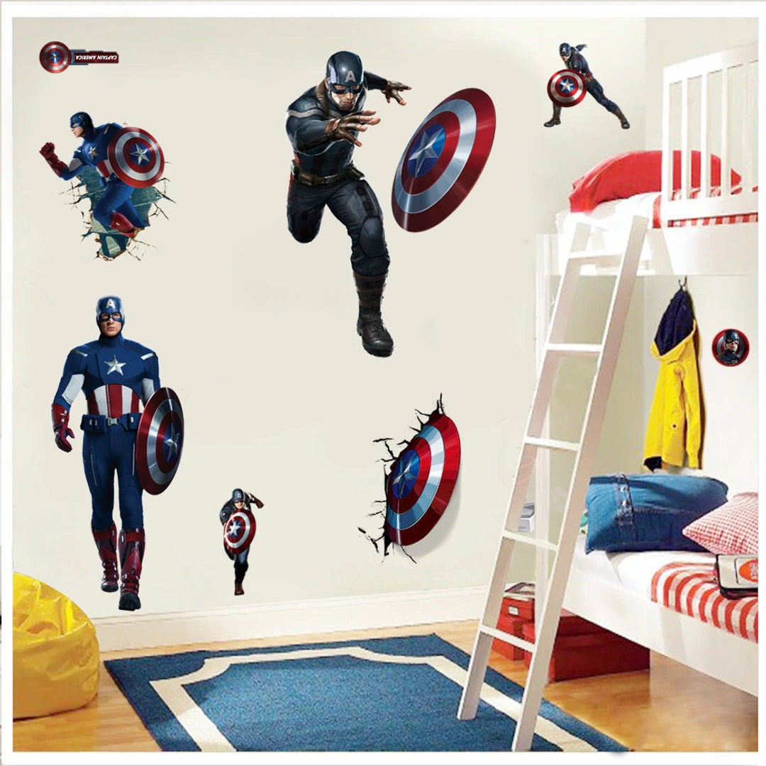 Captain America Wall Decal - Custom Kids Room Decor - Superhero Wall ...