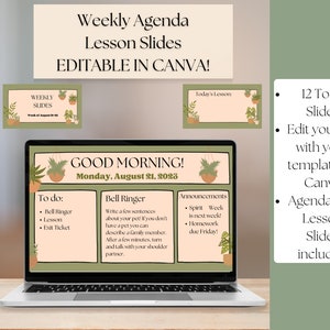 Editable Weekly Lesson Slides L Weekly Agenda L Boho Classroom - Etsy