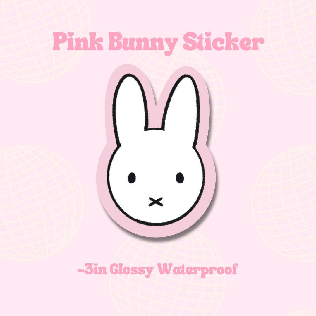 Pink Bunny || Waterproof Die Cut Sticker, Glossy Vinyl Sticker, Cute ...