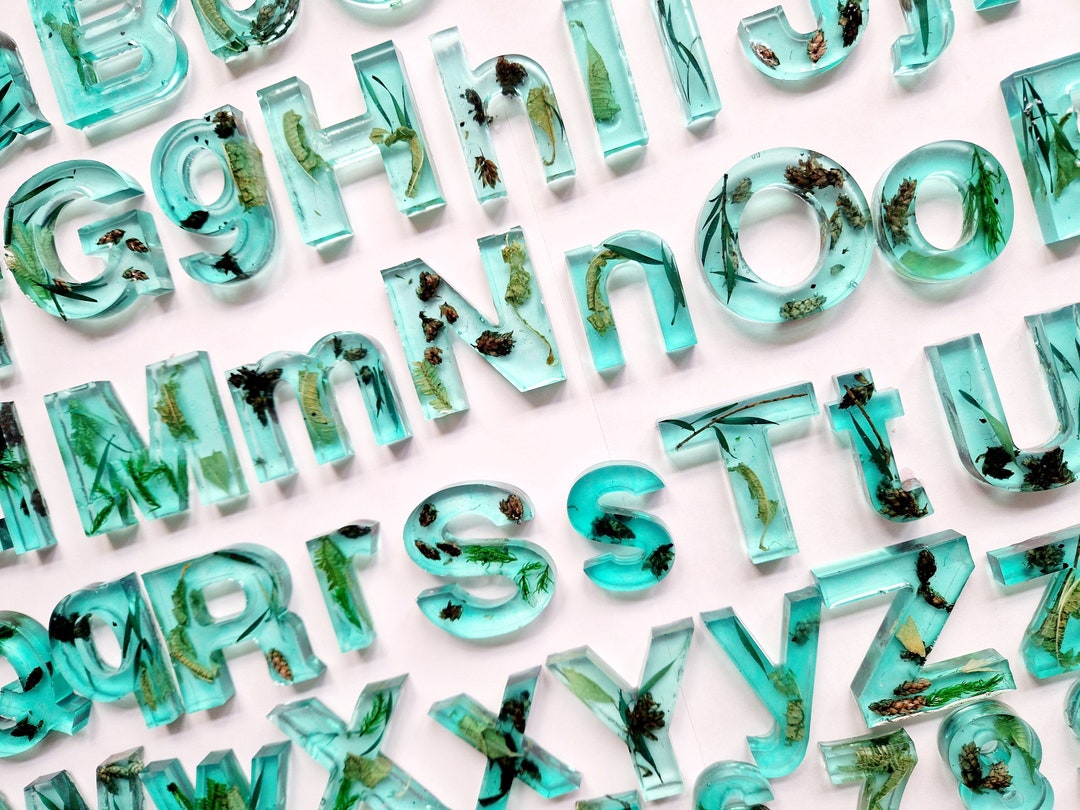 Green and Leafy Themed Resin Letters (cursive a Available) - Etsy