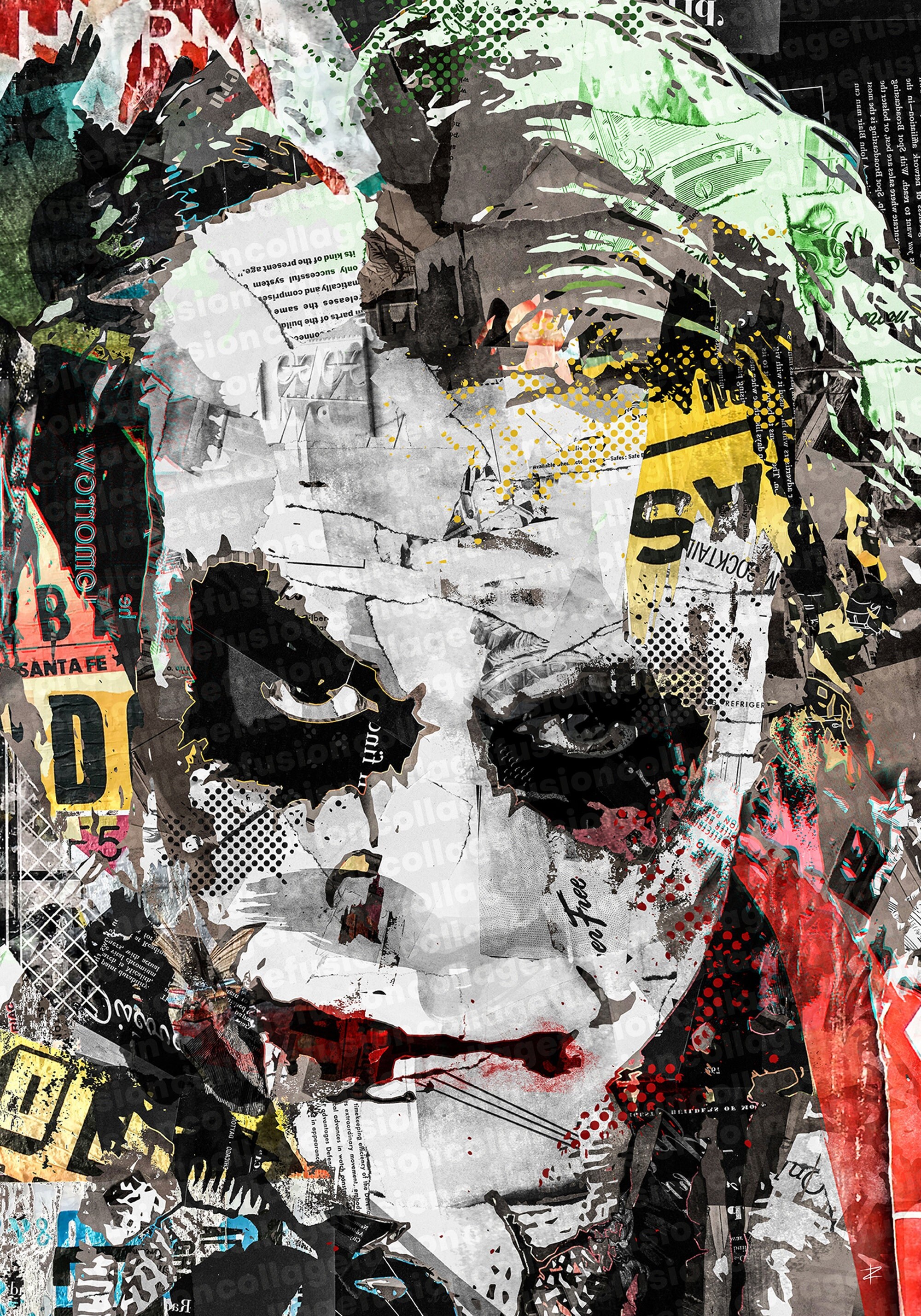 Joker - the Dark Knight, Digital Collage, Wall Art, Wall Art DIGITAL ...
