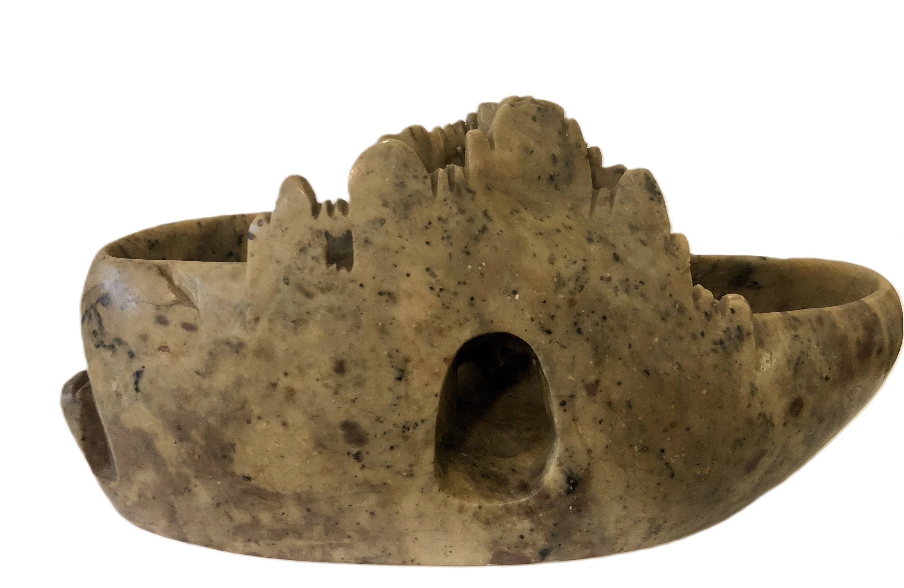 Hand Carved Soapstone Inkwell Brush Pot Vase Floral - Etsy