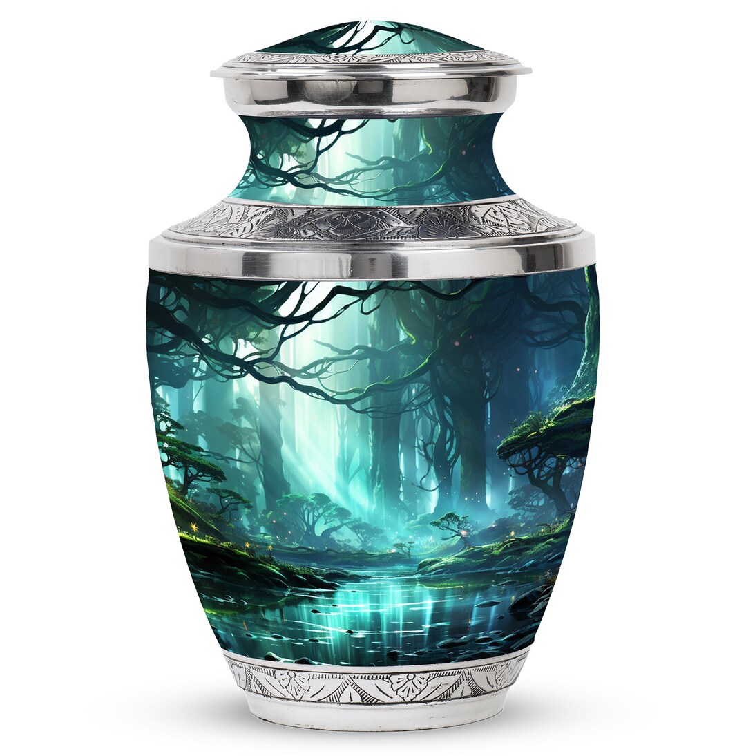 Enchanted Forest Cremation Urn Mystical Nature-themed Memorial Vessel ...