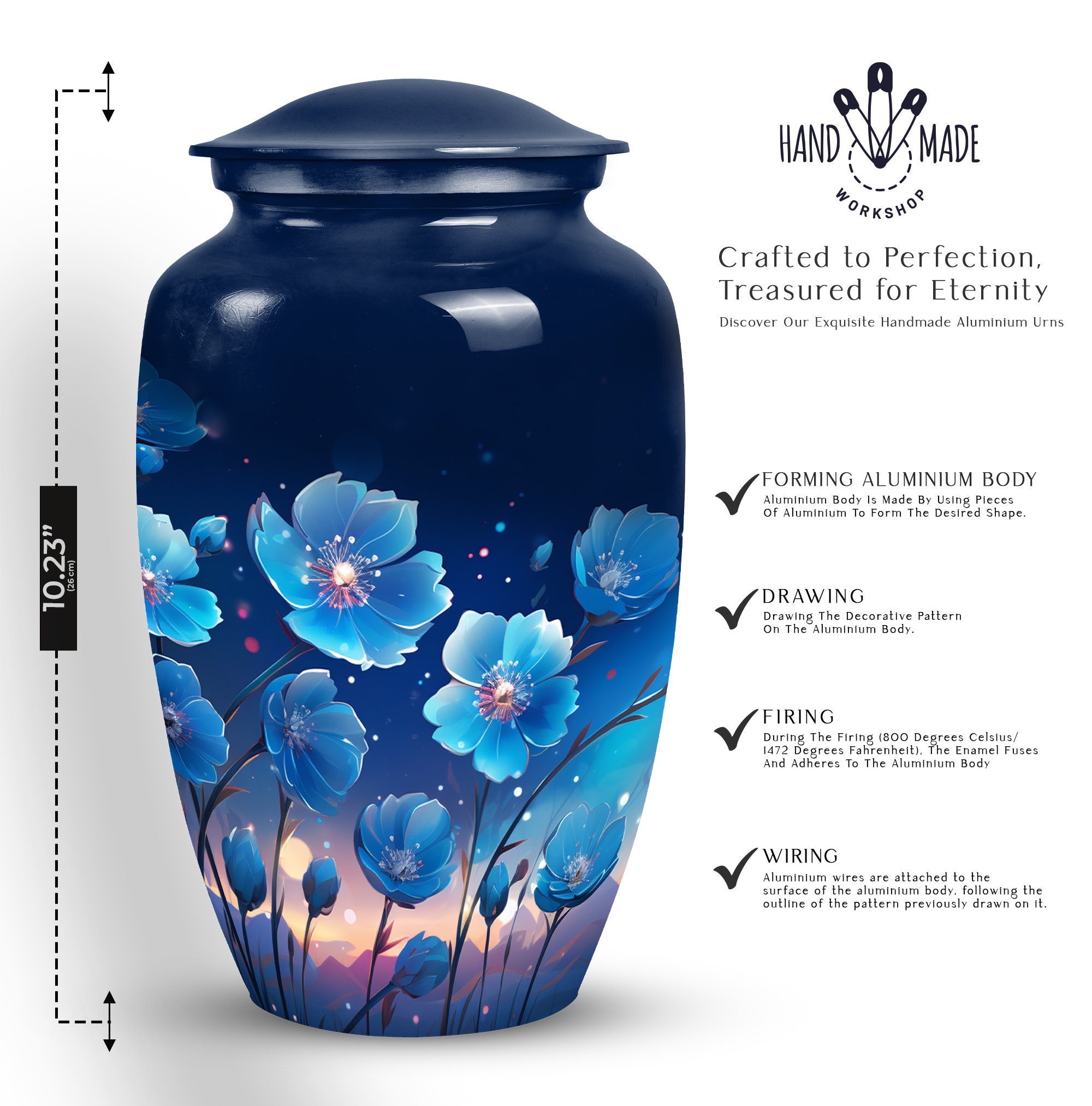 Elegant Modern Cremation Urn for Adult Ashes Customizable Memorial ...