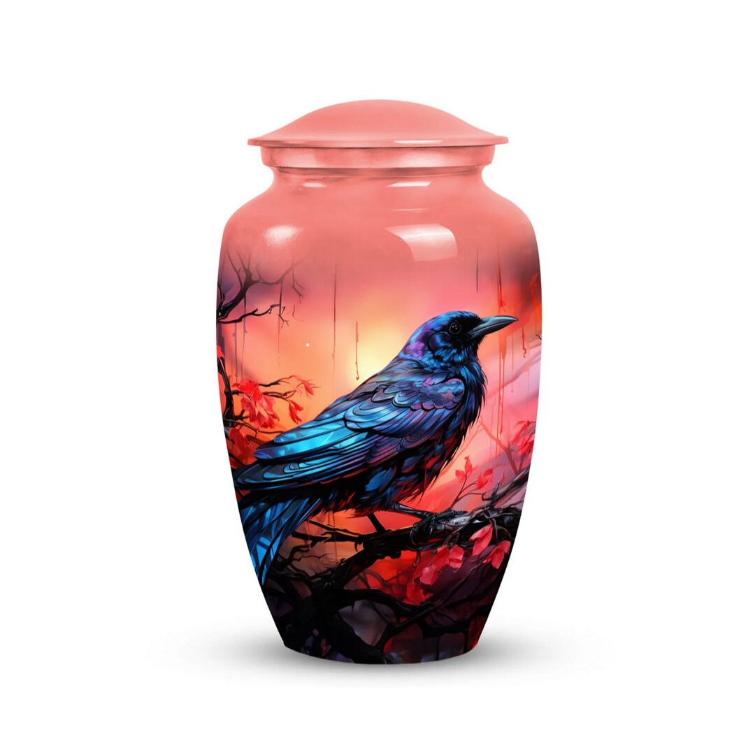 Vibrant Raven Sunset Urn Artistic Modern Urn for Ashes, Ashes Keepsake ...