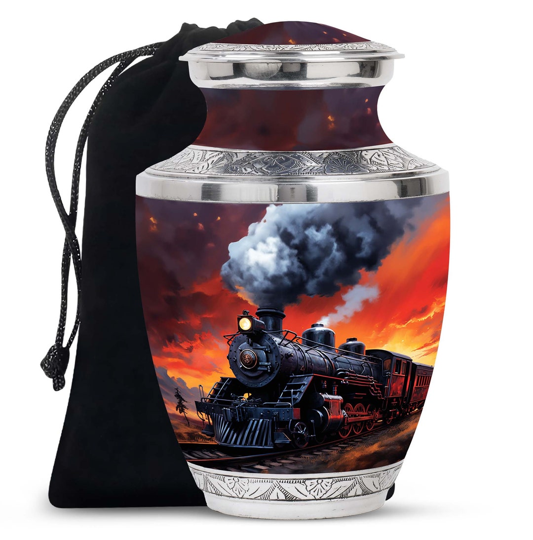Train Cremation Urn Locomotive Memorial Sunset Train Keepsake Urn ...