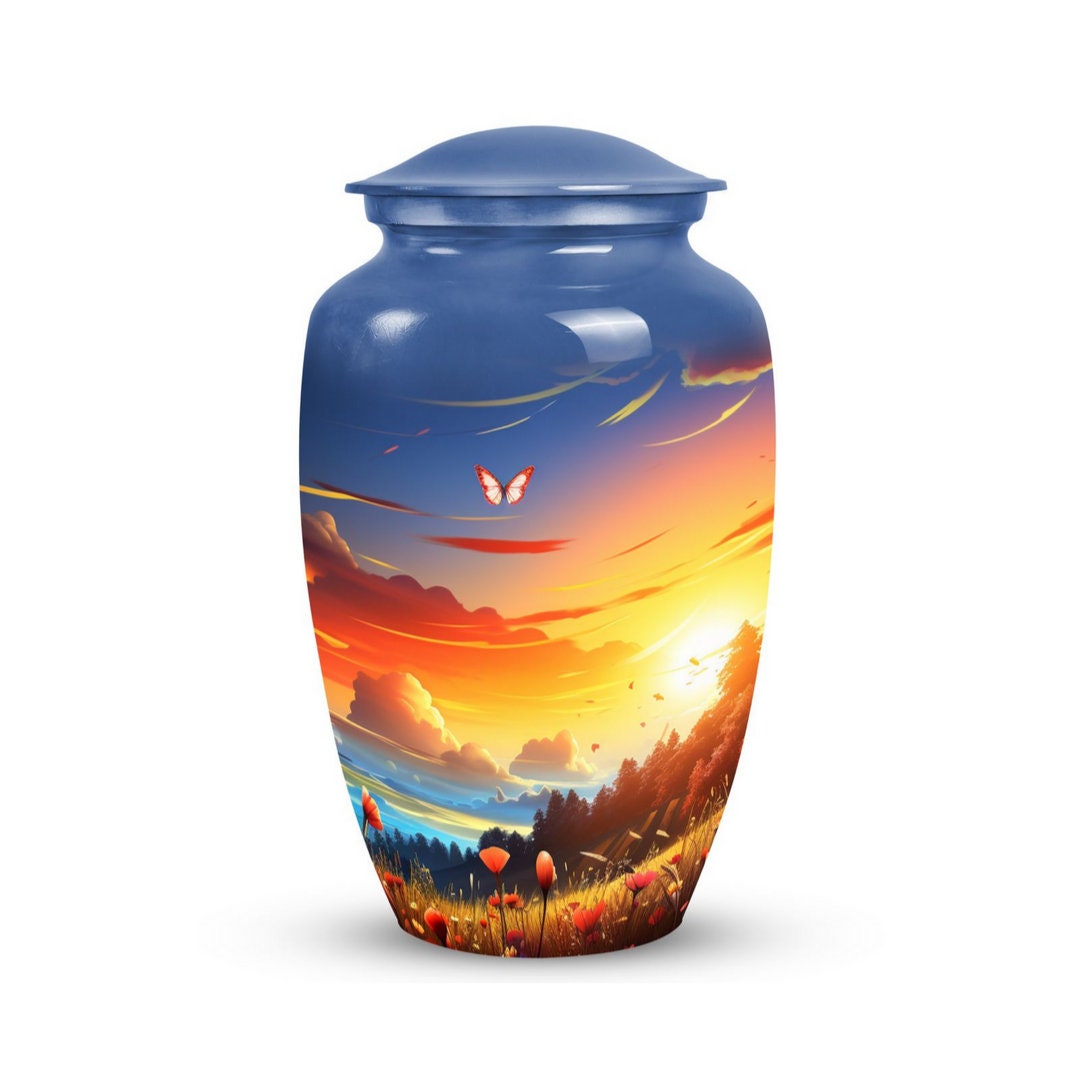 Customizable Serene Sunset Large Urn for Adult Ashes With Vibrant ...