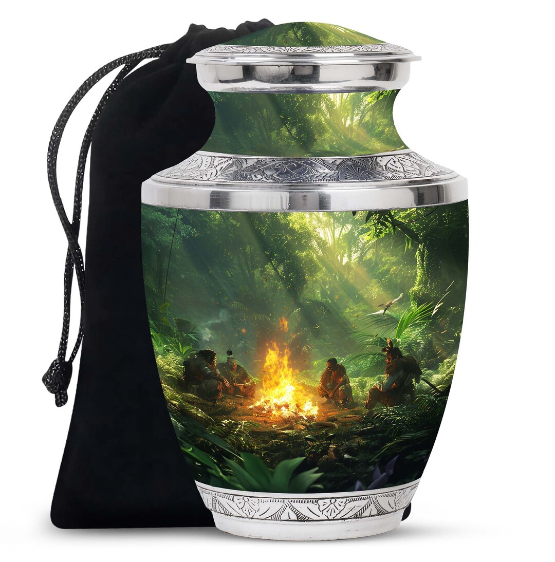 Green Ashes Container Cremation Urn for Ashes Nature Themed Funeral Urn ...