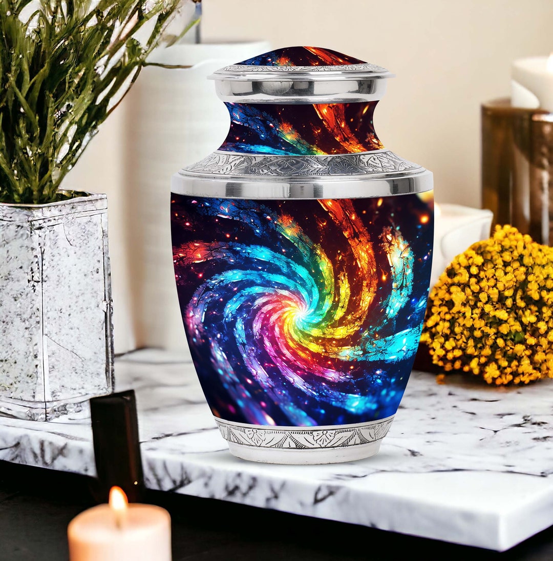 Colorful Space-themed Cremation Urn for Human Ashes Modern Urn ...