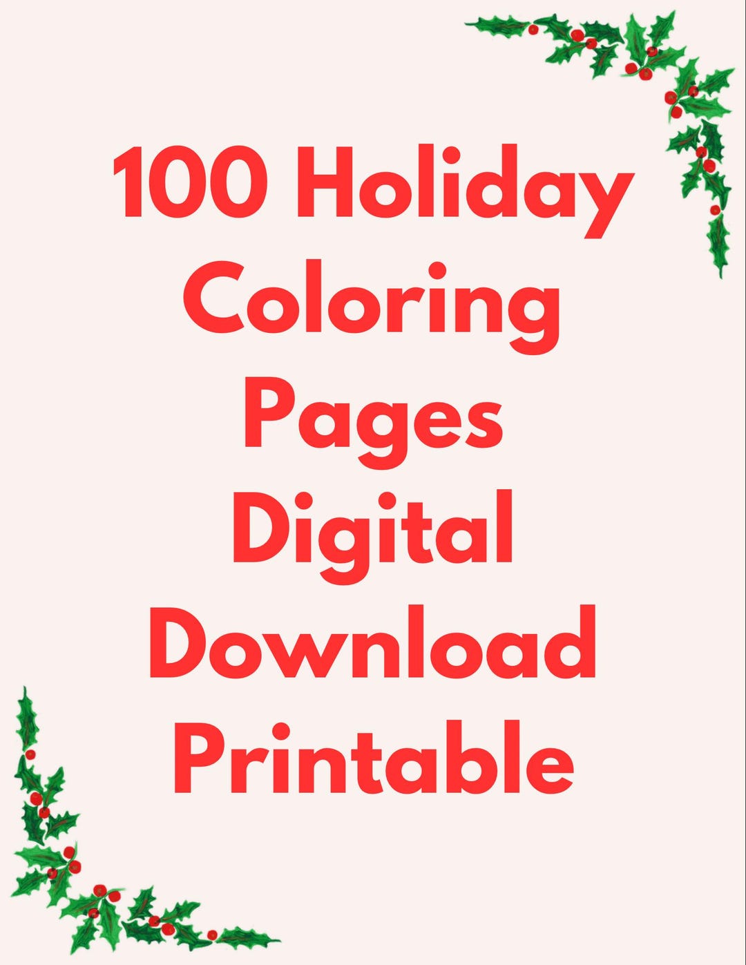 100 Holiday Printable Coloring Pages / Digital Download / Print ...