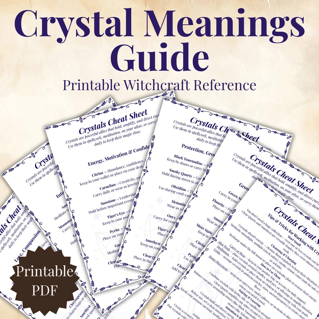 Crystal Meanings Chart • 6-page Printable Witchcraft Guide (PDF) - Etsy
