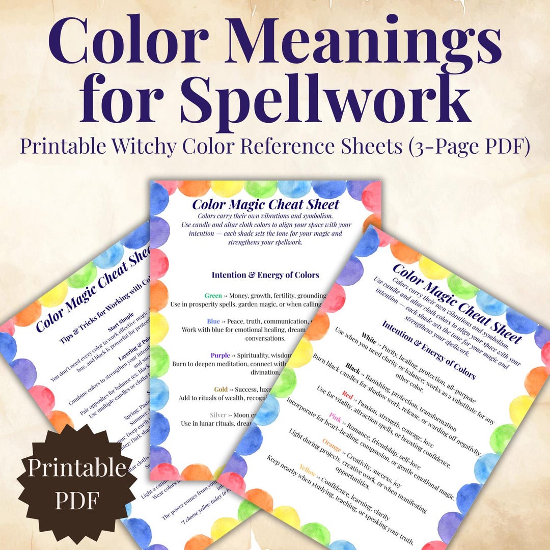 Color Magic Cheat Sheet • Witchcraft Correspondences Guide (PDF) - Etsy