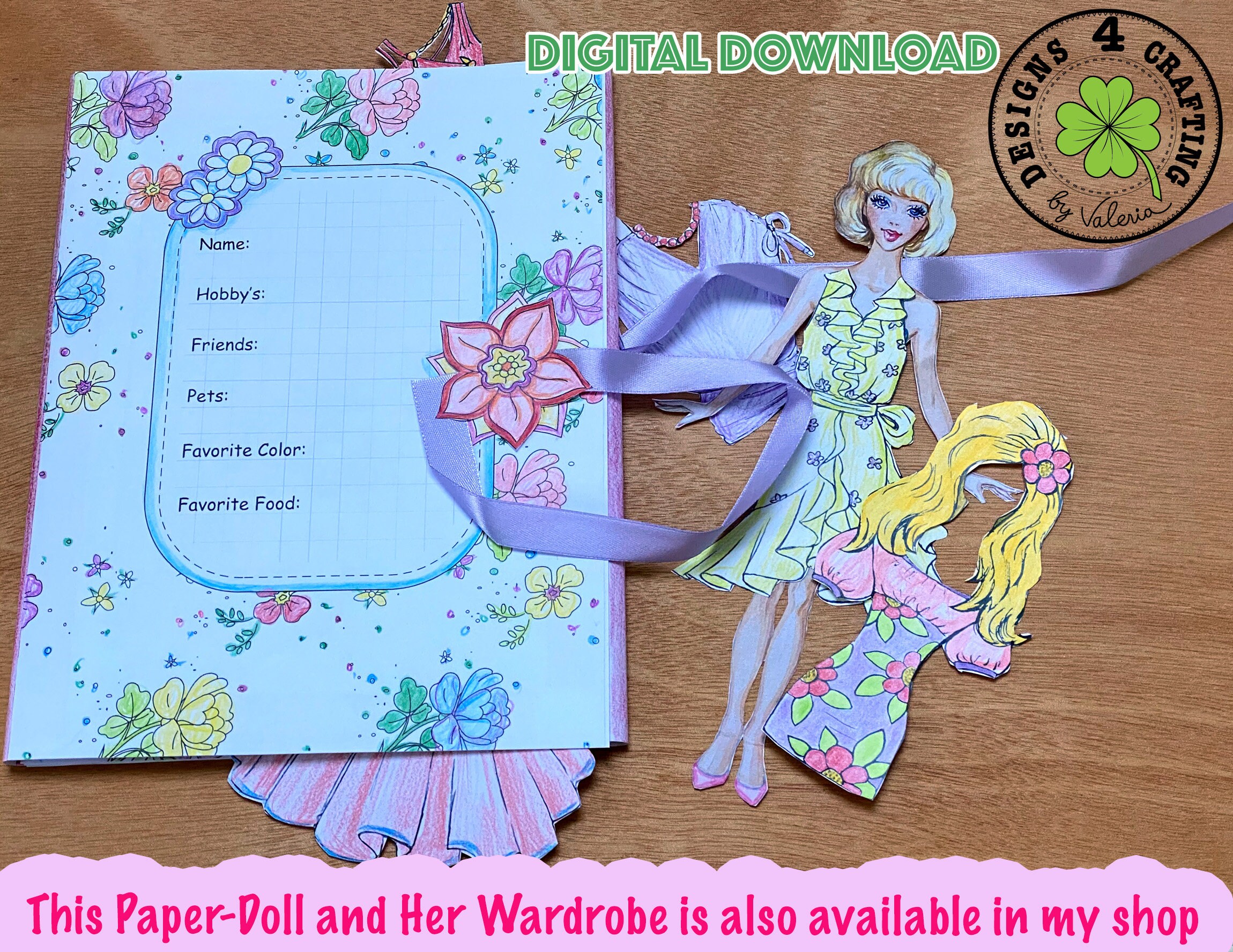 Paper Doll Wardrobe Folder, Coloring Pages, Paper Doll Storage DIY ...