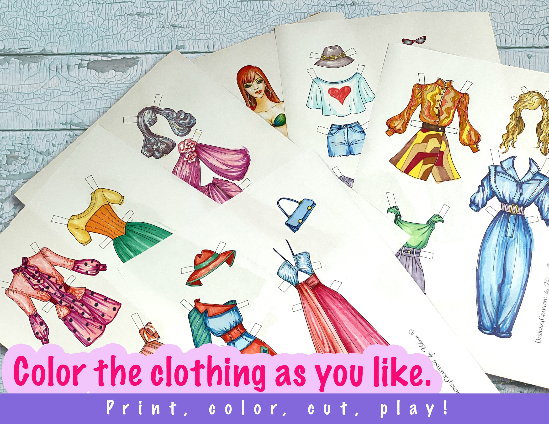 Printable Paper Dolls Bundle, Paper Dolls Set With Mix-and-match ...