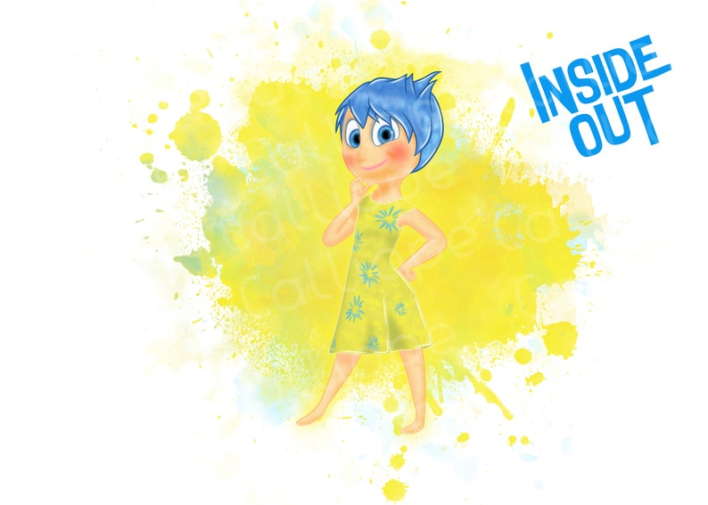 Joy, Inside Out Watercolor Clipart, Cute Cartoon, PNG, High Resolution ...