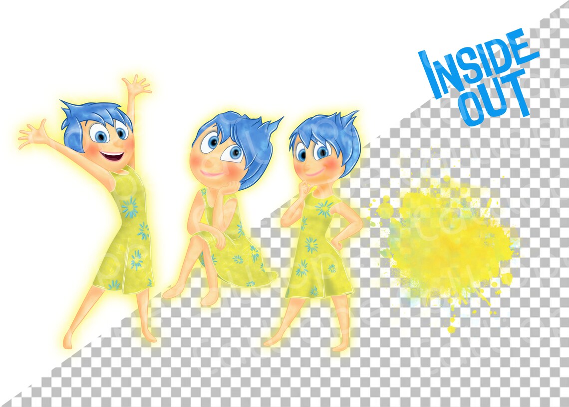 Joy, Inside Out Watercolor Clipart, Cute Cartoon, PNG, High Resolution ...