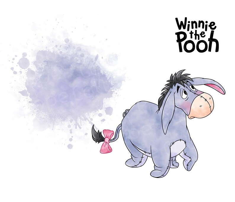 Hand-drawn Eeyore Watercolor Clipart: Winnie the Pooh Illustration ...