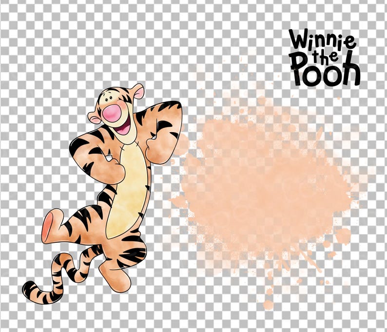 Watercolor Tigger PNG Clipart: Hand-drawn Winnie the Pooh Illustration ...