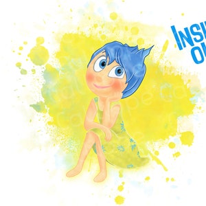 Joy, Inside Out Watercolor Clipart, Cute Cartoon, PNG, High Resolution ...