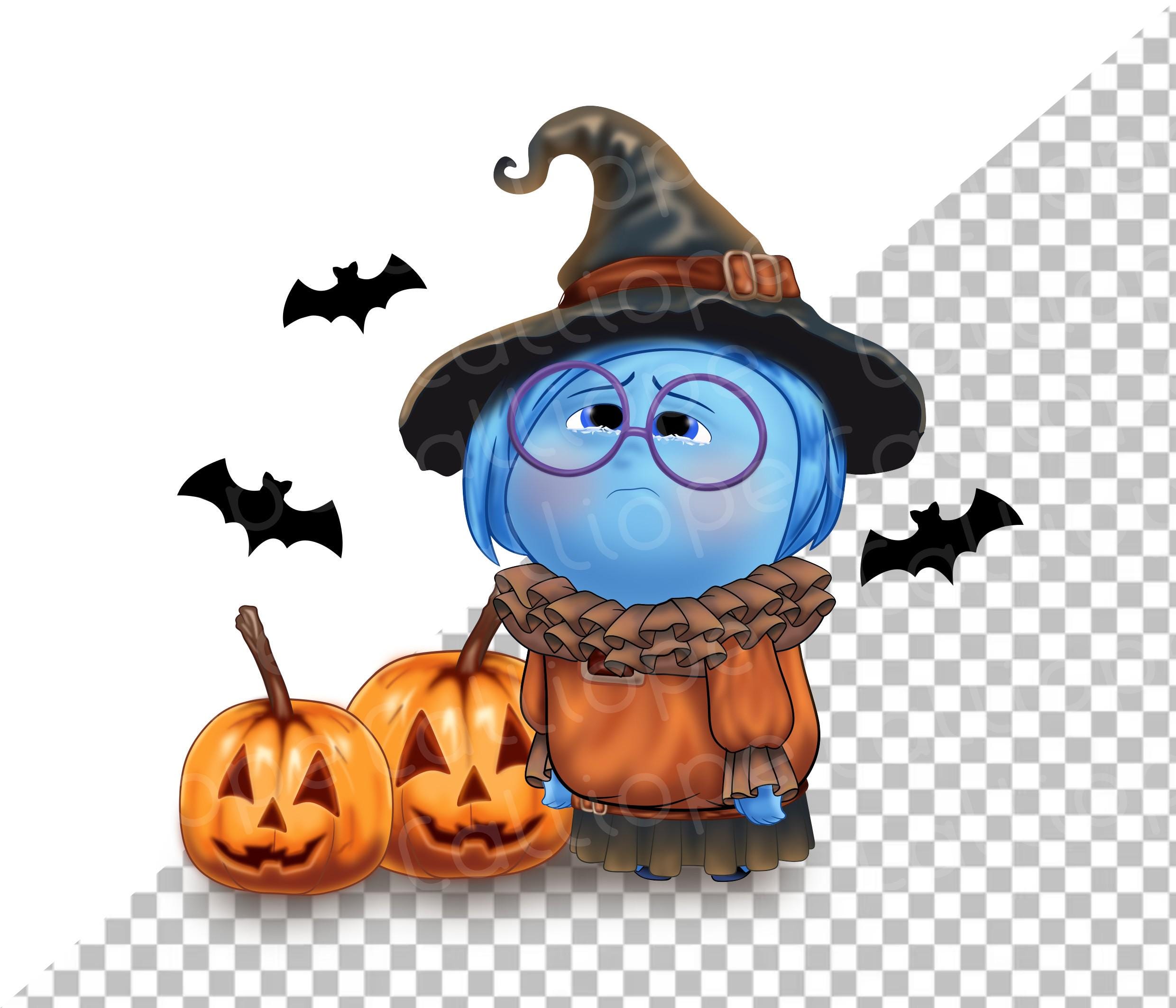 Sadness Inside Out Halloween Clipart: Witch Costume, Pumpkins (digital ...