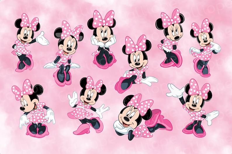 Minnie Mouse Rosa, PNG y Contorno - Etsy México