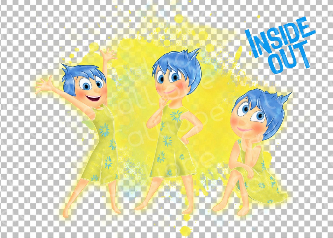 Joy, Inside Out Watercolor Clipart, Cute Cartoon, PNG, High Resolution ...