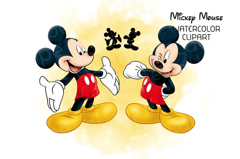 Mickey Mouse Clipart: Handmade PNG & Outline (digital Download) - Etsy