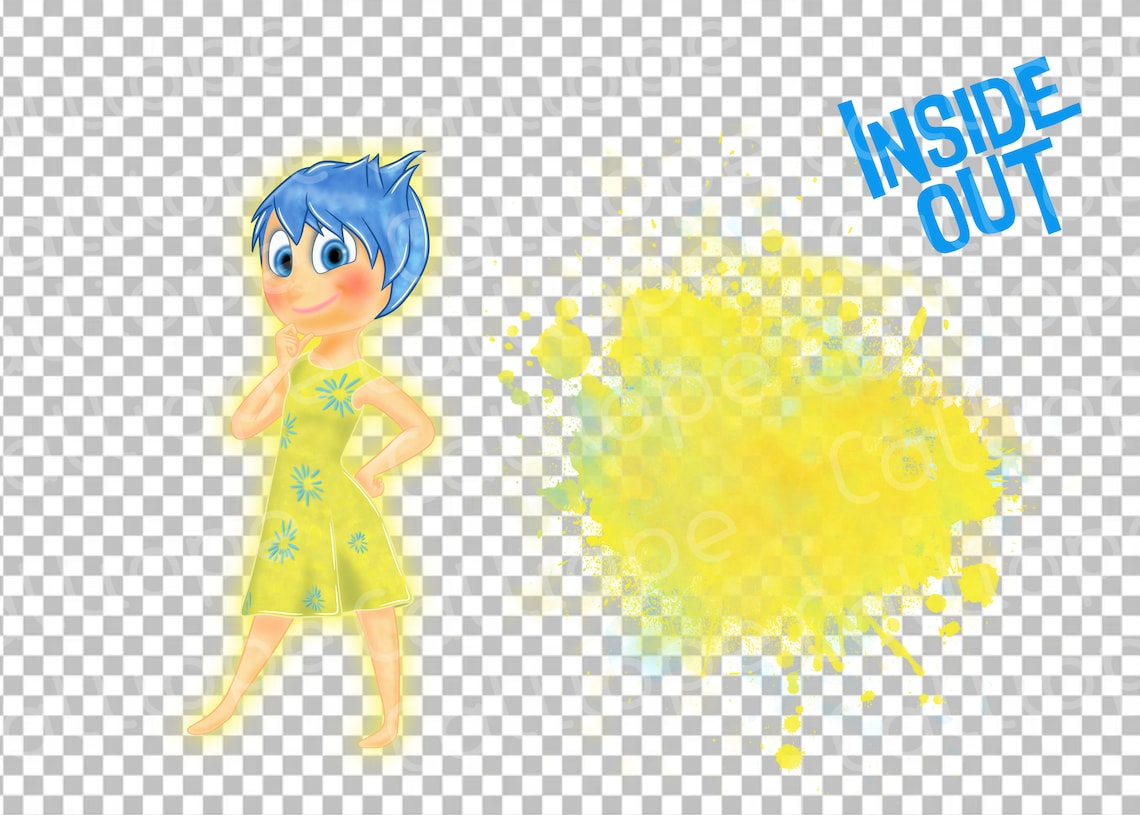 Joy, Inside Out Watercolor Clipart, Cute Cartoon, PNG, High Resolution ...