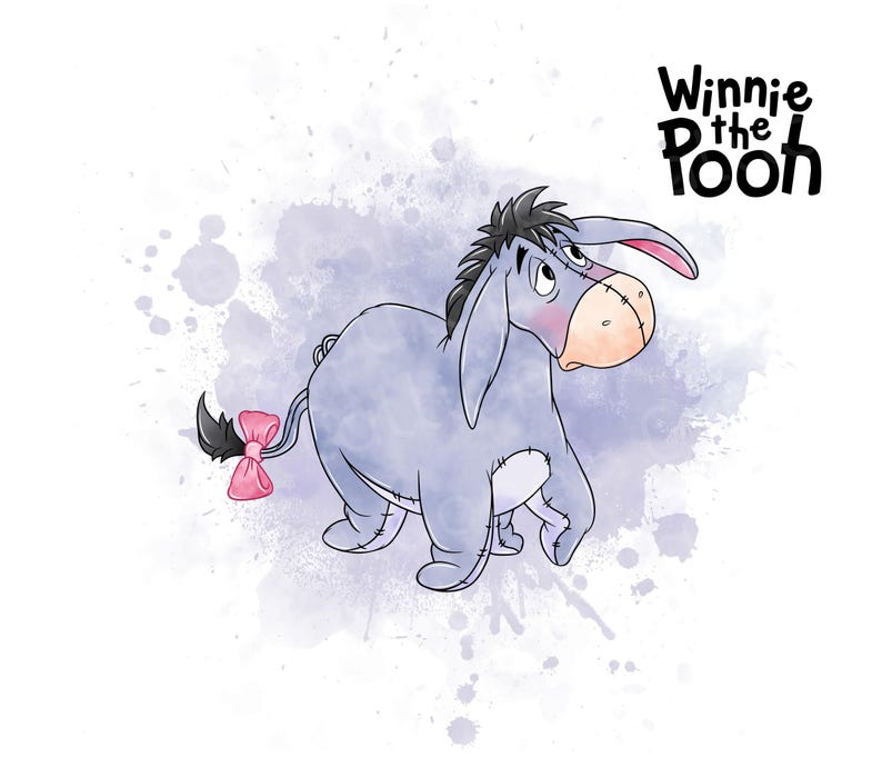 Hand-drawn Eeyore Watercolor Clipart: Winnie the Pooh Illustration ...
