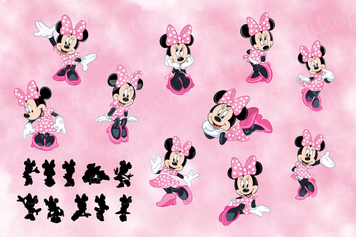 Pink Minnie Mouse, PNG and Outline - Etsy