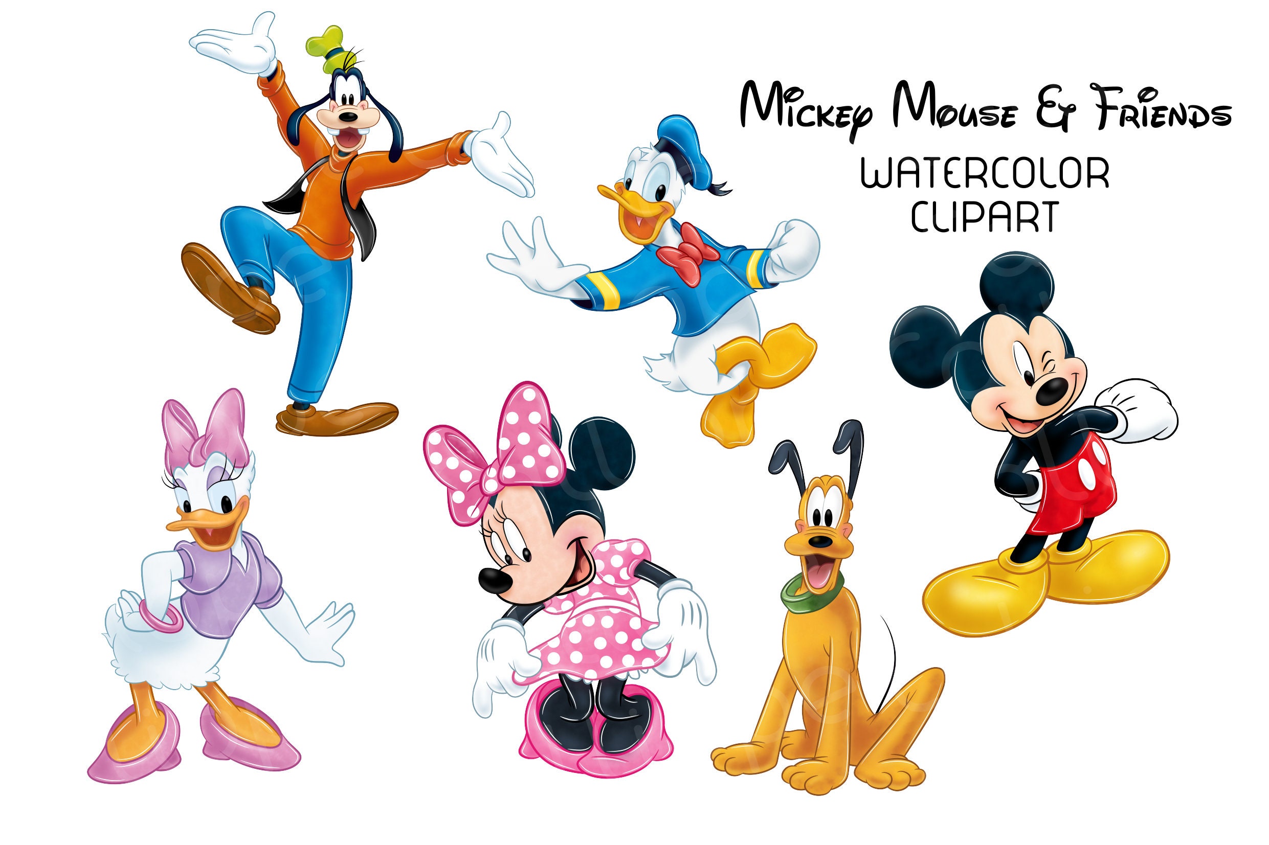 Mickey Mouse & Friends Watercolor Clipart (digital Download) - Etsy