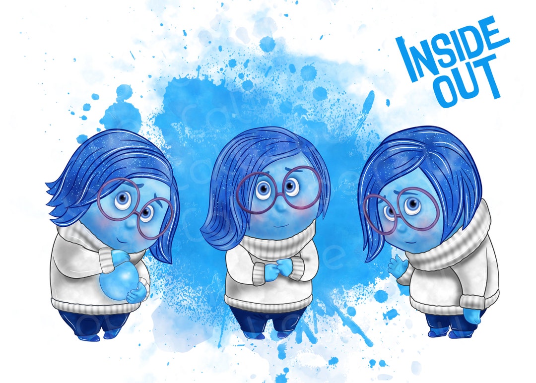 Sadness Inside Out Watercolor Clipart: Cartoon PNG (digital File) - Etsy