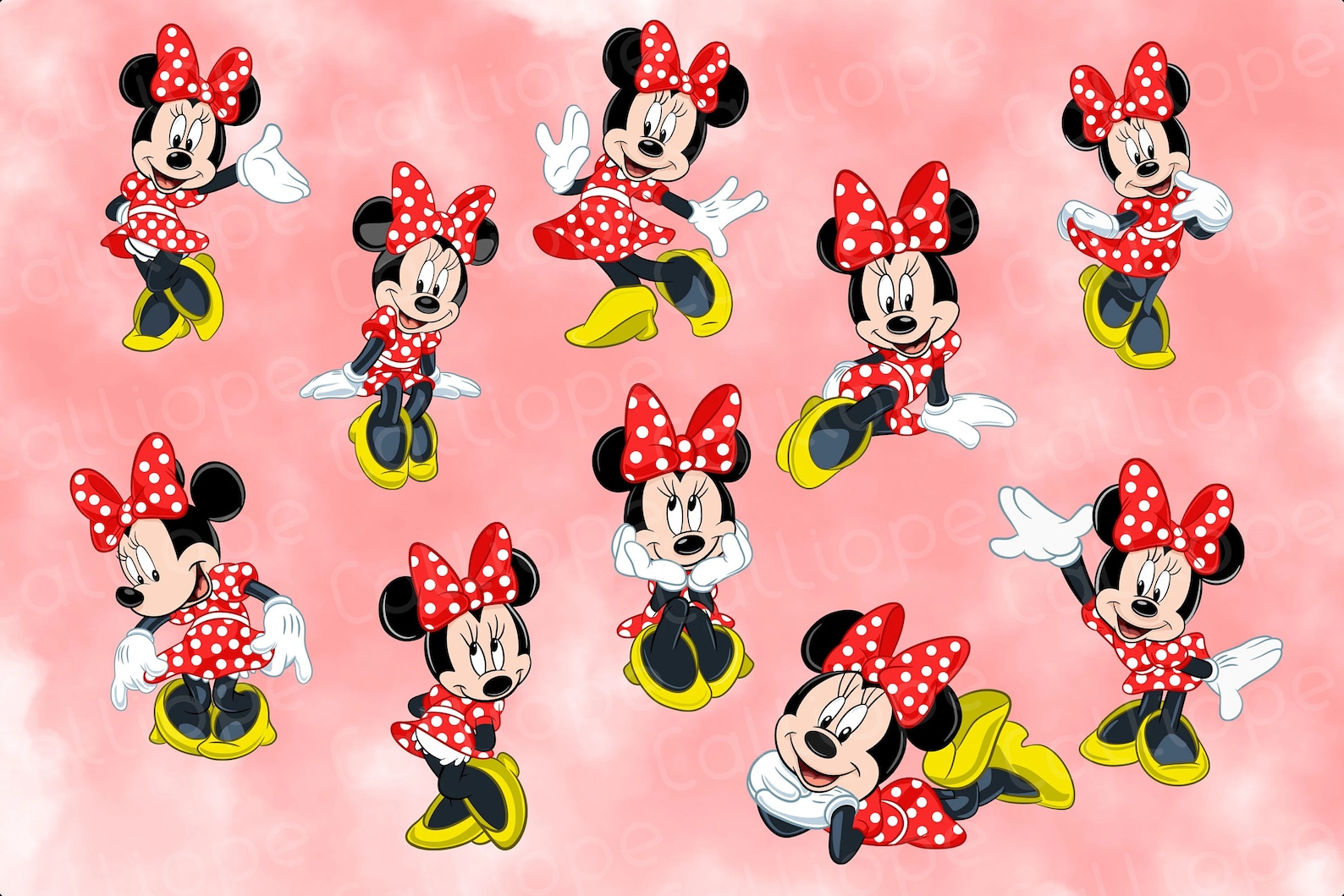 Red Minnie Mouse, PNG and Outline - Etsy