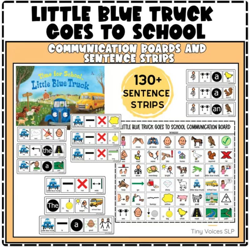 Time for School, Little Blue Truck- Adapted AAC Board and Sentence ...