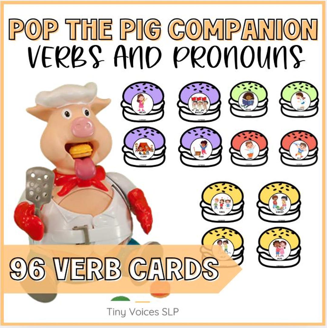 Pop the Pig Verbs and Pronouns Game Companion I Speech I Language - Etsy