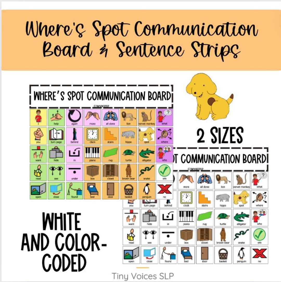 Where's Spot Communication Board and Sentence Strips - Etsy