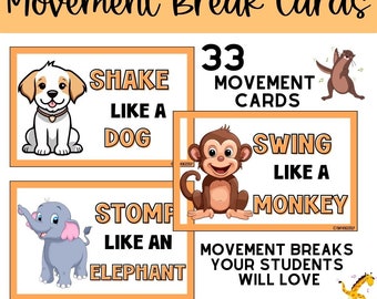 Movement Break Activity Cards for Classroom Behaviour Support, Helpful ...