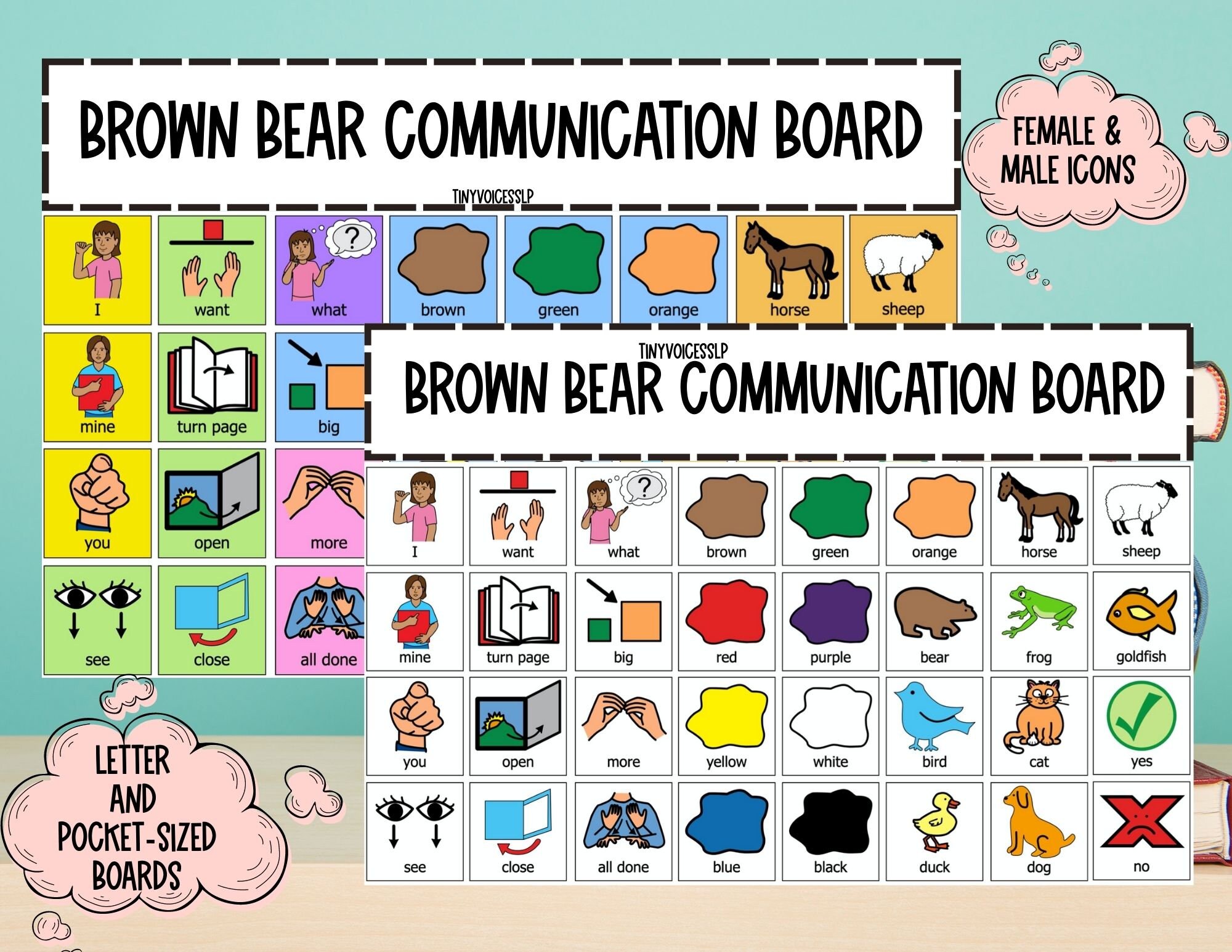 Brown Bear Book Companion Communication Board & Sentence Strips - Etsy