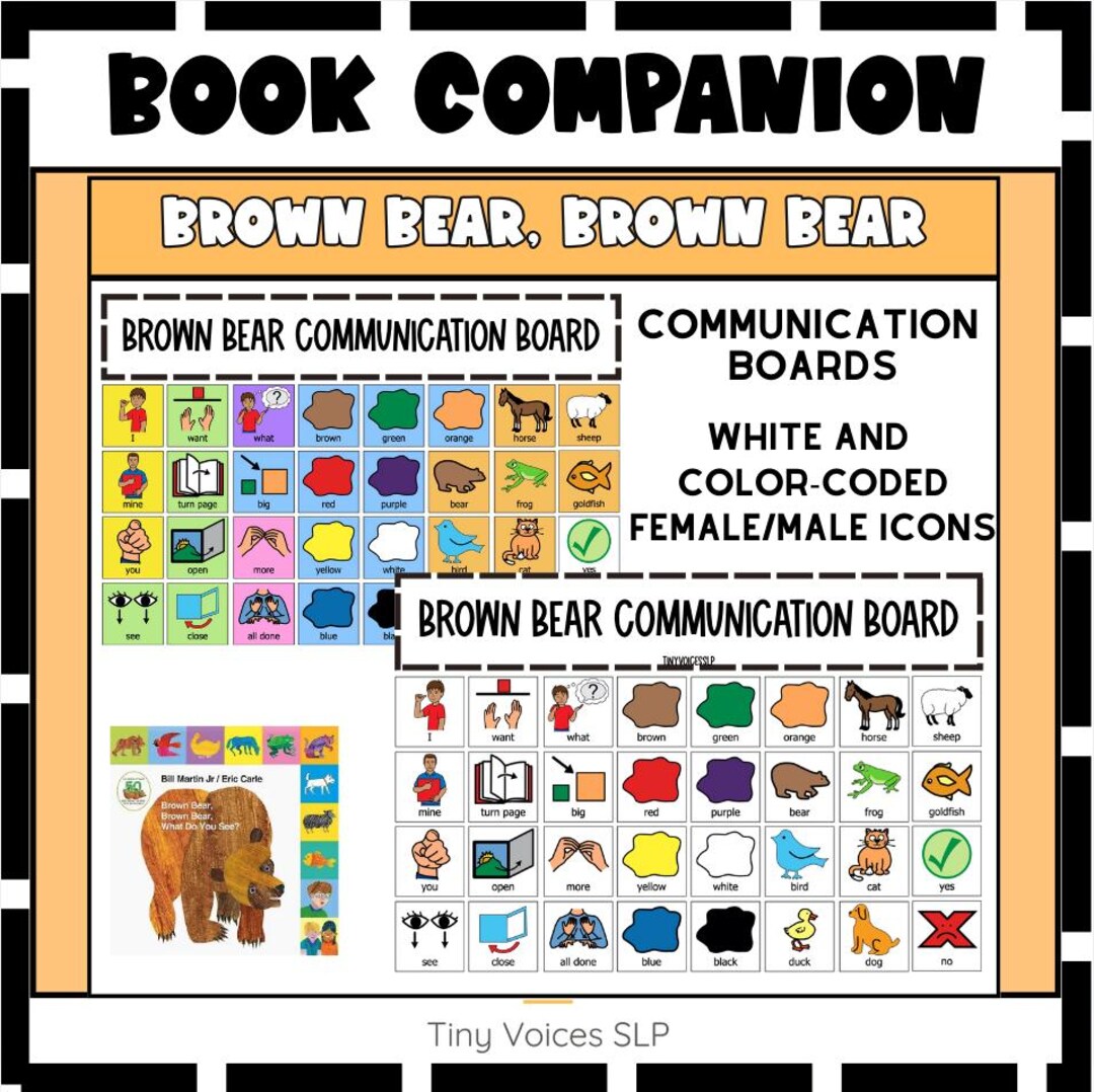 Brown Bear Book Companion Communication Board & Sentence Strips - Etsy