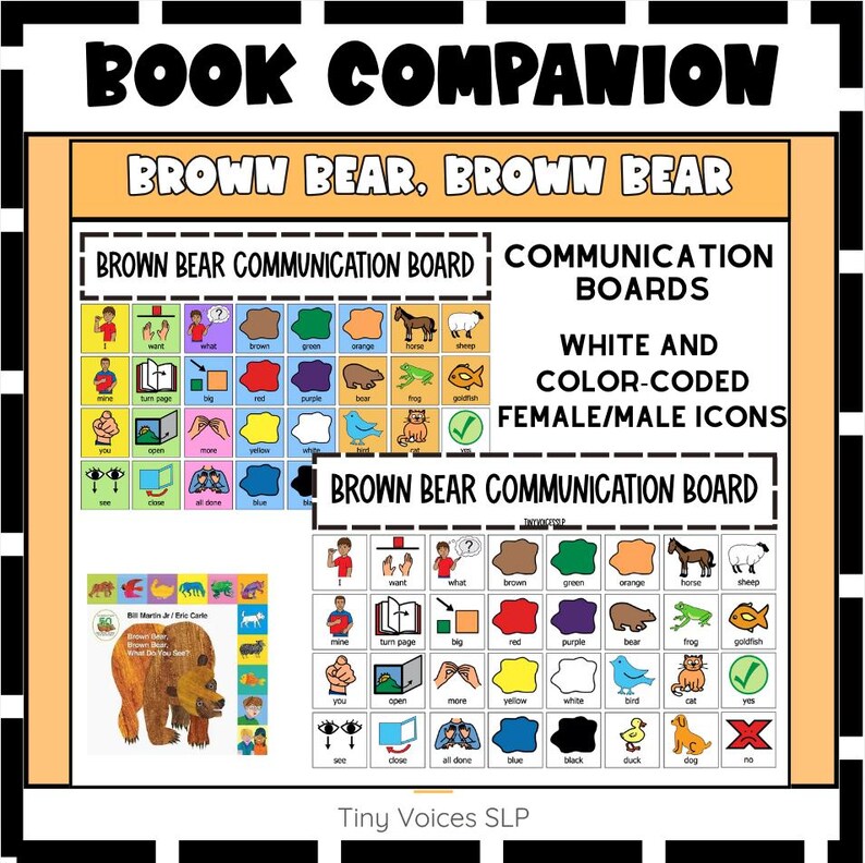 Brown Bear Book Companion Communication Board & Sentence Strips - Etsy