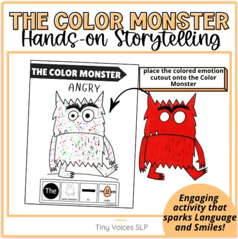 The Color Monster Activity and Adapted AAC Sentence Strip Sheets - Etsy