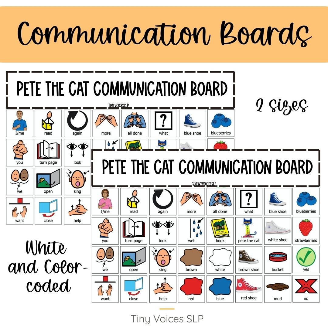 Pete the Cat White Shoes Book Companion, AAC Communication Boards ...