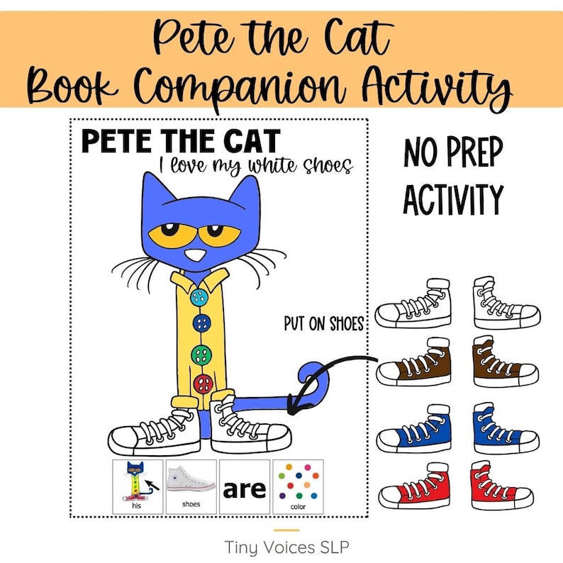 Pete the Cat White Shoes Book Companion, AAC Communication Boards ...