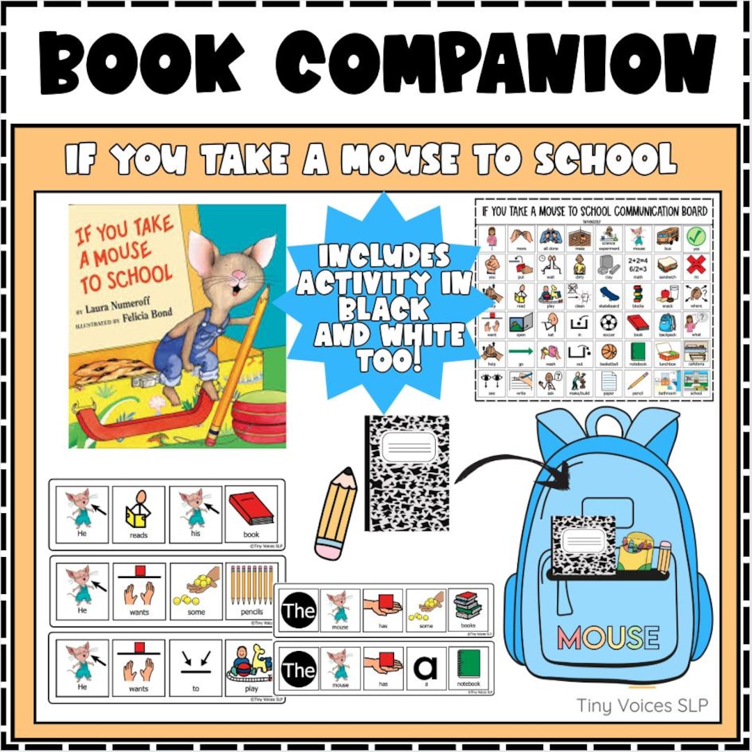If You Take A Mouse to School Adapted Book Companion - Sentence Strips ...