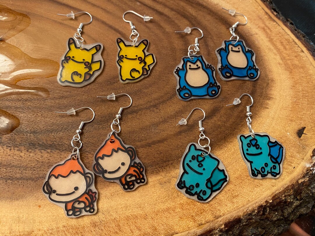 Pokemon Chibi Ditto Hanging Stud Shrinky Dink Earrings- Pikachu ...